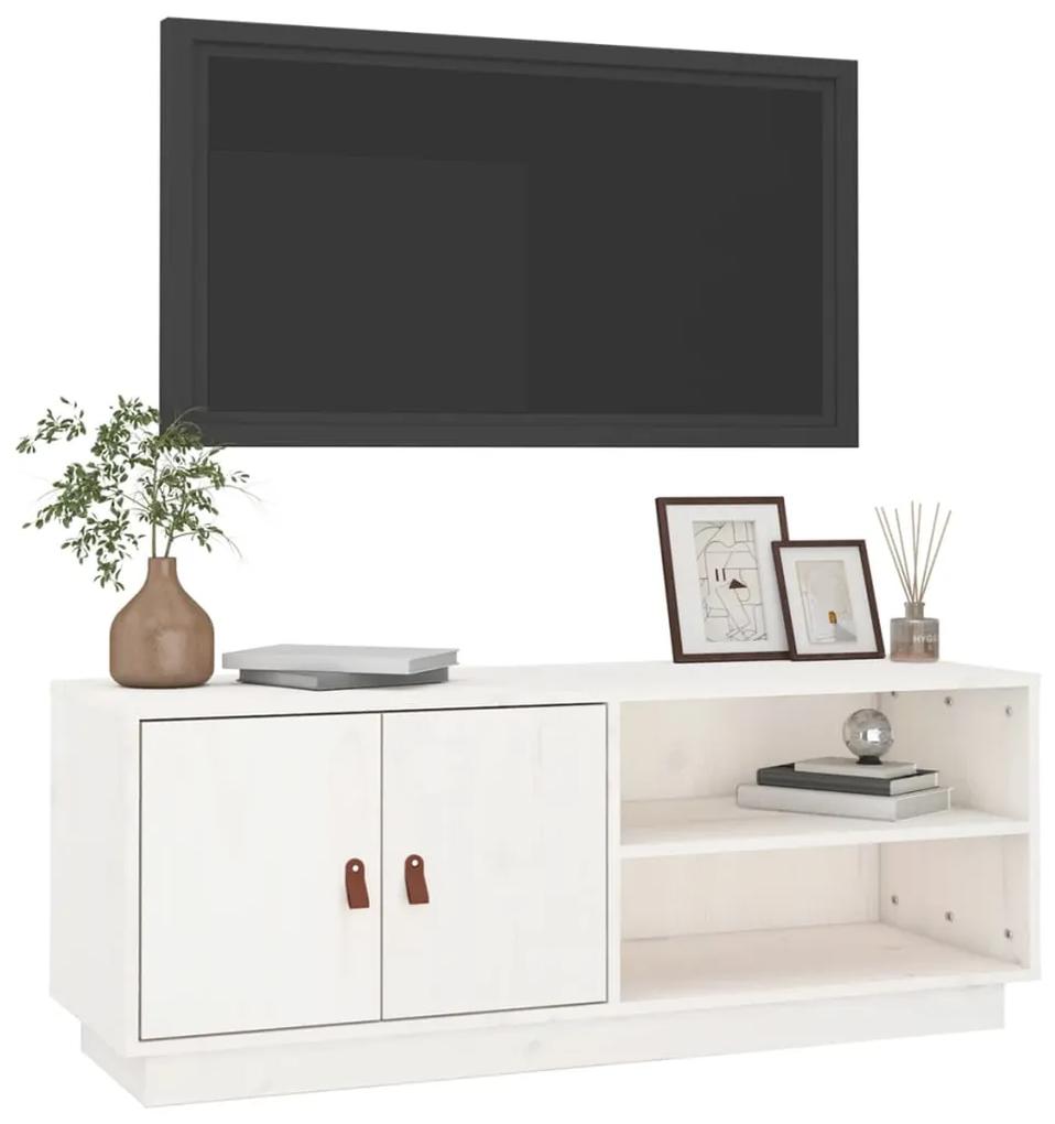 TV skříňka bílá 105 x 34 x 40 cm masivní borové dřevo - Default Title