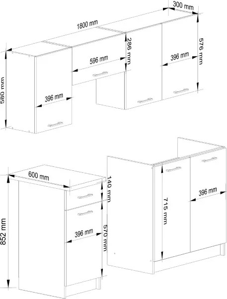 Kuchyňská linka OLIWIA 1.8 m bílá