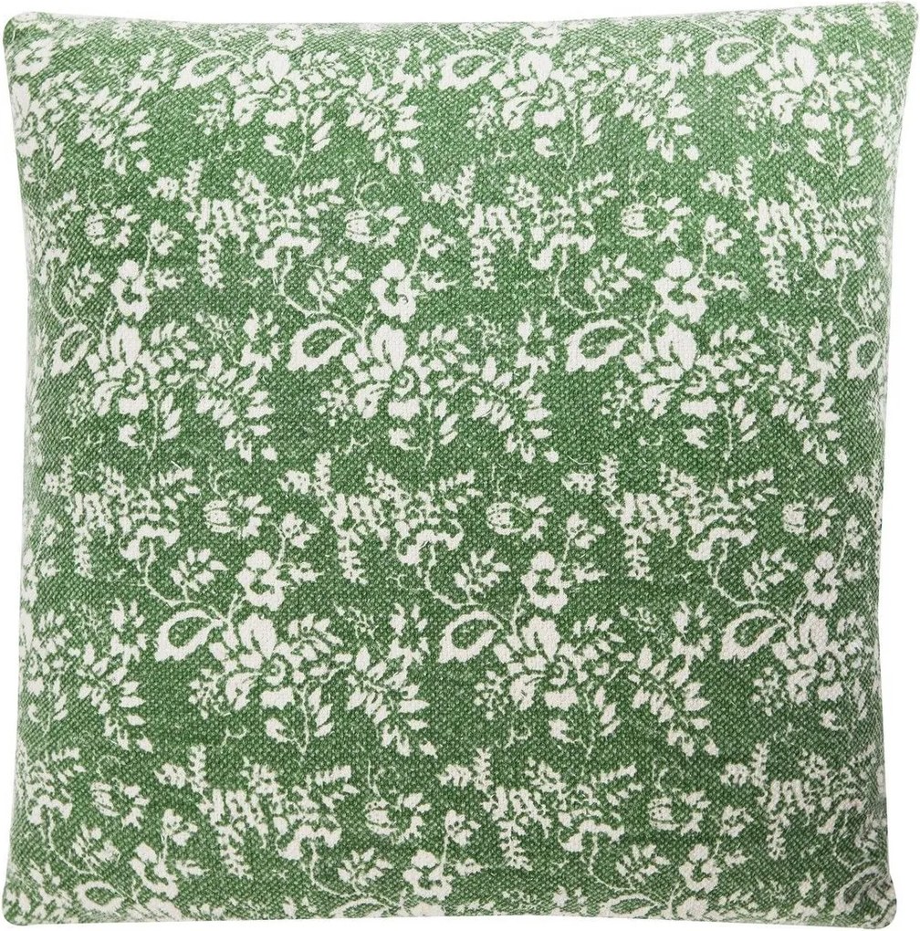 Zelený bavlněný polštář s výraznou texturou Flower Garden – 60*60 cm
