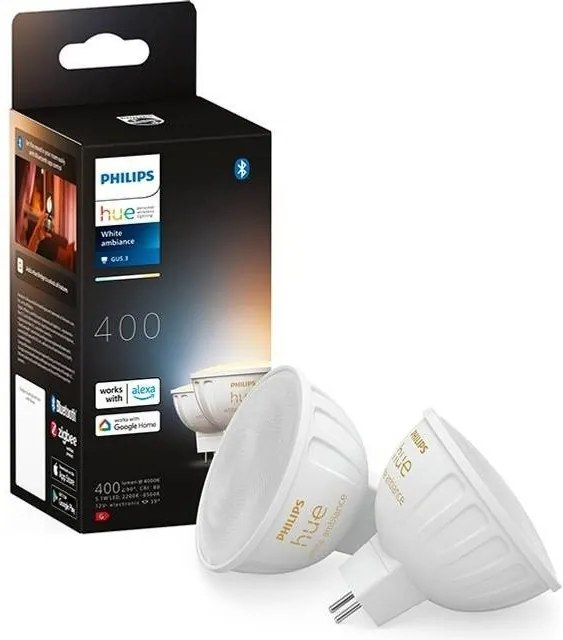 Led žárovka philips hue white ambiance 5.1w mr16 2p eu