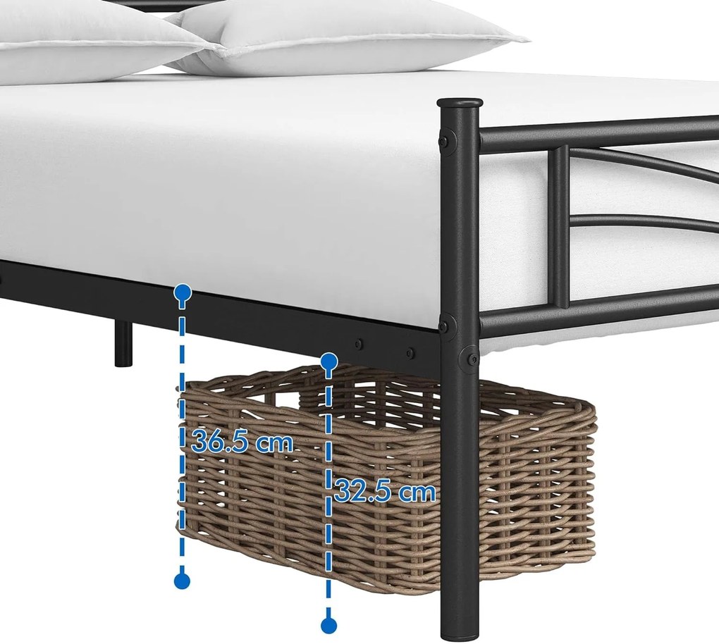 Kovová postel 140x200cm černá