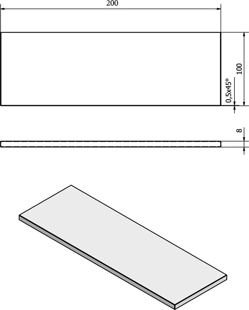 Sapho Sapho, Police 200x100x8mm, mléčné sklo, 22478