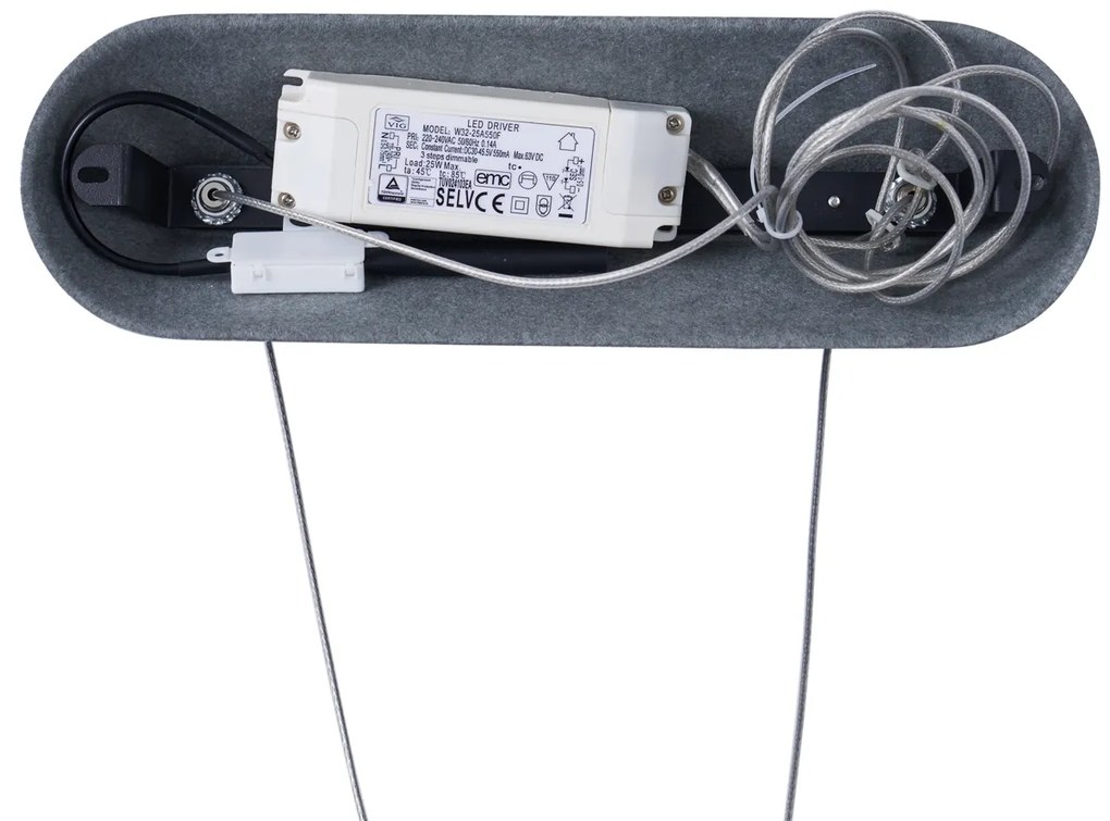 Moderní závěsné svítidlo černé s šedým vnitřkem vč. LED s 3-stupňovým stmíváním - Dani