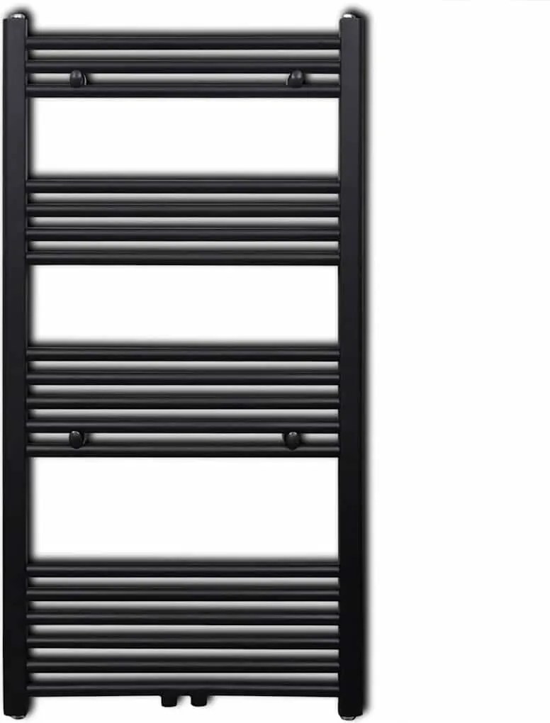 Černý žebříkový radiátor na ručníky rovný ústřední topení 600x1160 mm 141908