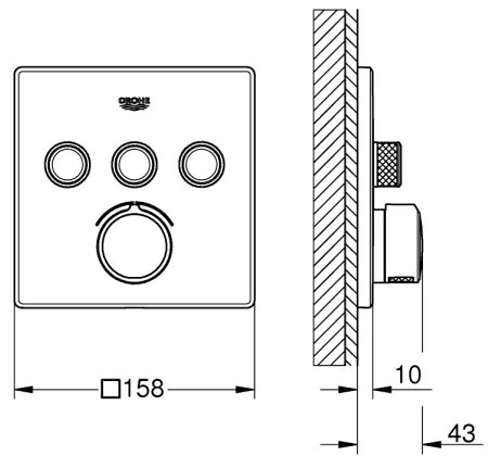 GROHE 29149000 - Krytka podomítkové baterie SMARTCONTROL 158 × 158 mm chrom