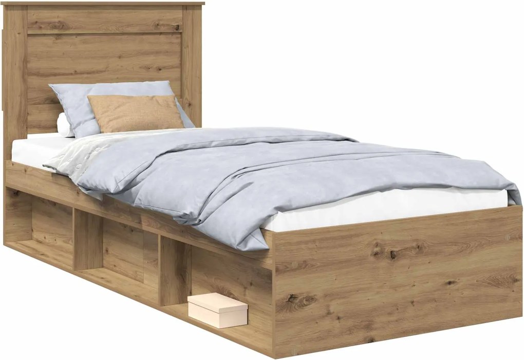 Rám postele Umělecký dub 75 x 190 cm Masivní borové dřevo 3410151