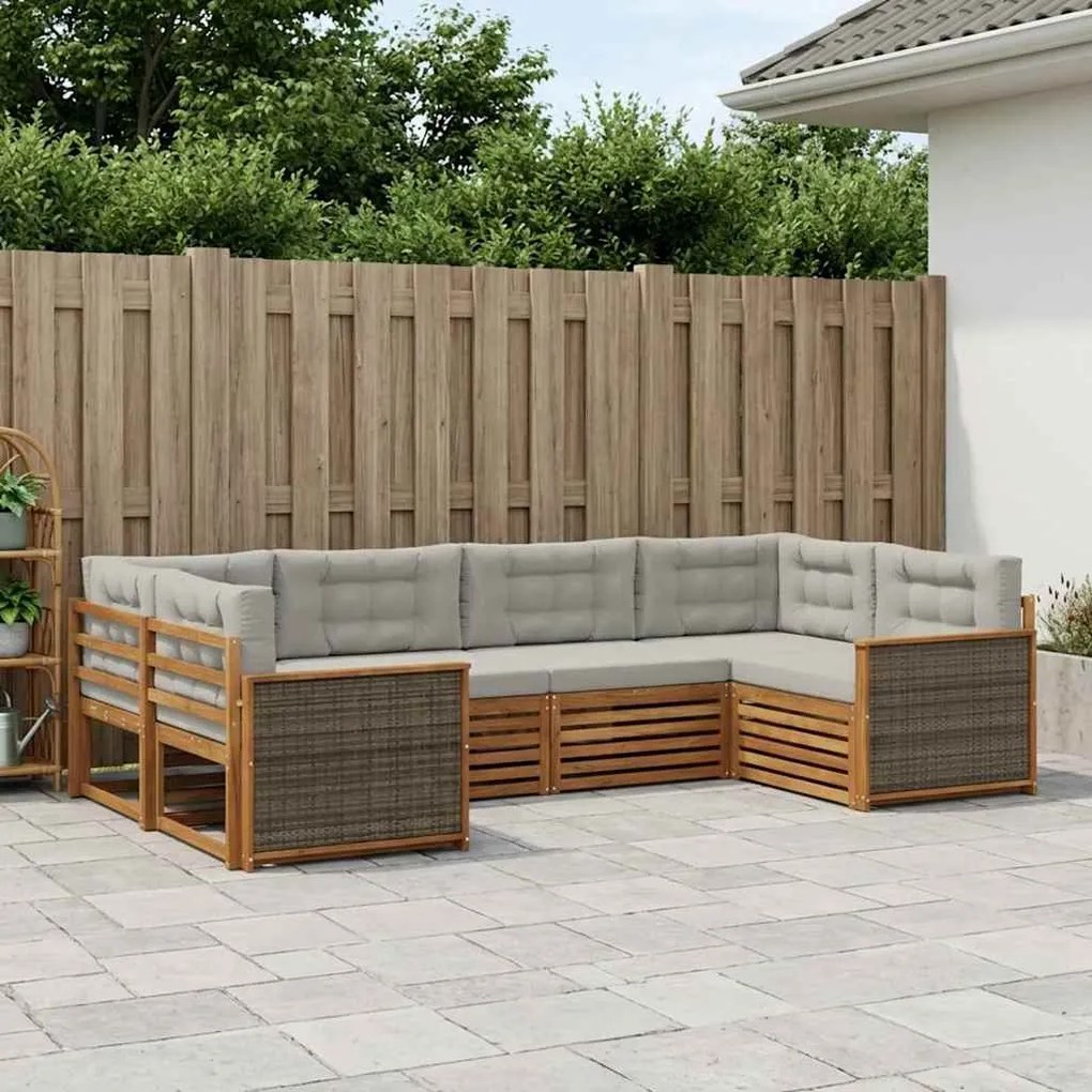 Venkovní pohovková souprava 6 ks Přírodní a světle šedá 3383769
