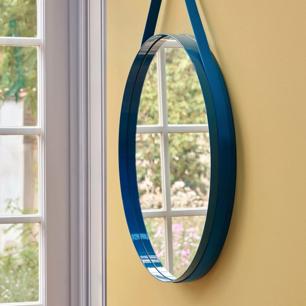 HAY Nástěnné zrcadlo Strap Mirror No 2 Ø70, Blue