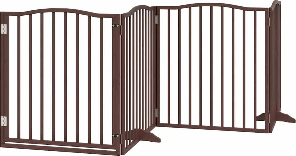 Zábrana pro psy s dvířky skládací 12 panelů hnědá 960 cm topol 3155640
