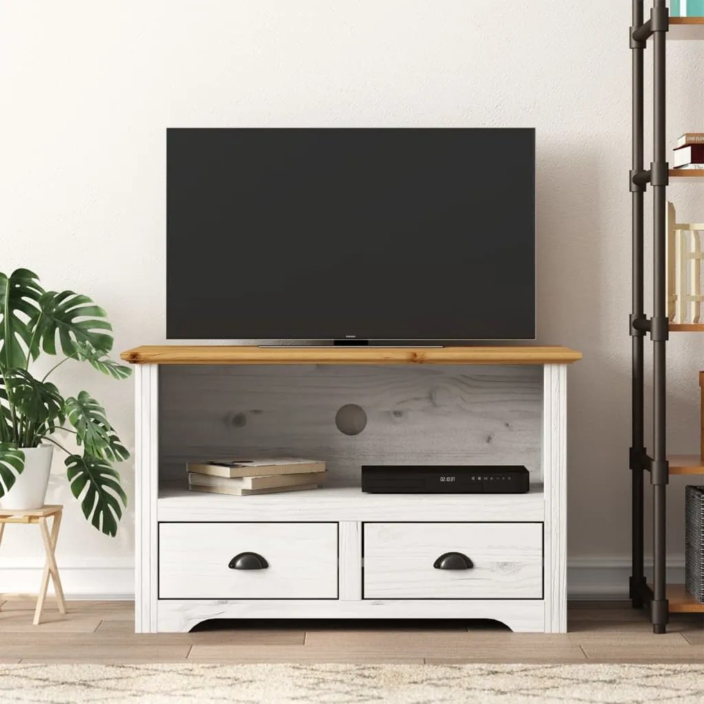 Tv Stolek Se 2 Zásuvkami Bodo Hnědý 91,5X44,5X56 Cm Borovice - Šedá