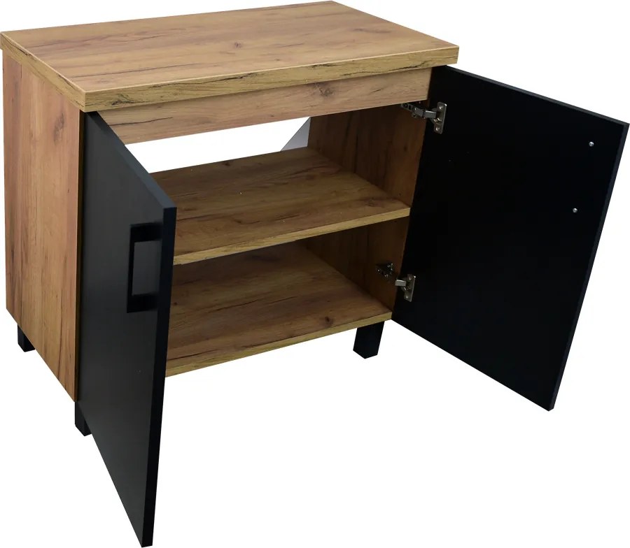 Comodo Koupelnová skříňka pod deskové umyvadlo ROSO GOB 80-HD - zlatý dub/černá
