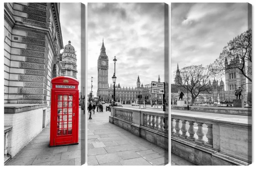 Vícedílný obraz Červená Londýnská Telefonní Budka 3D Nedostatek Nedostatek Přírodní plátno 180x120