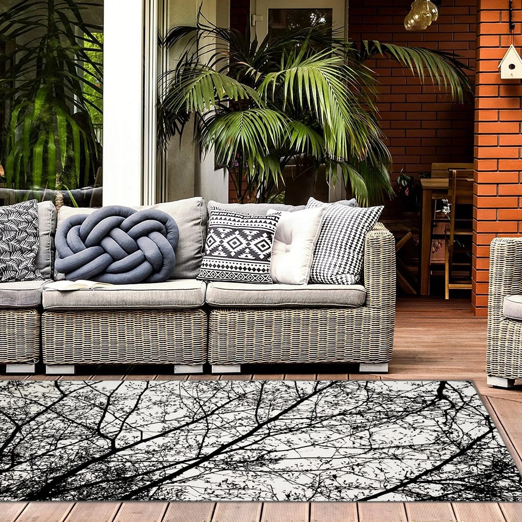 Tutumi Nature 4D, plyšový koberec vzor: černé stromy 140x200 cm, SHG-09009