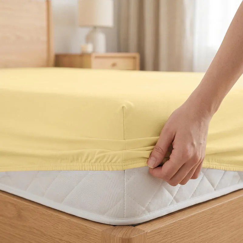 SCANquilt napínací prostěradlo JERSEY ELASTIC LYCRA banánová výška matrace do 30 cm 160 x 200 cm