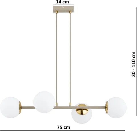 BRILAGI - Lustr na lanku MILO ECRU 4xE27/60W/230V béžová/zlatá