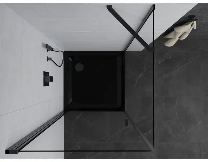 Mexen Pretoria sprchový kout s otočnými dveřmi 80 x 80 cm, průhledné, Černá + vanička do sprchového kouta Flat, Černá - 852-080-