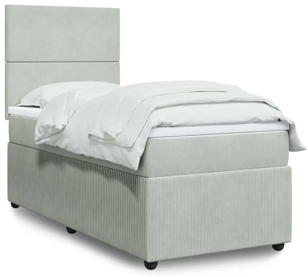 Box spring postel s matrací světle šedá 100x200 cm samet 3292256