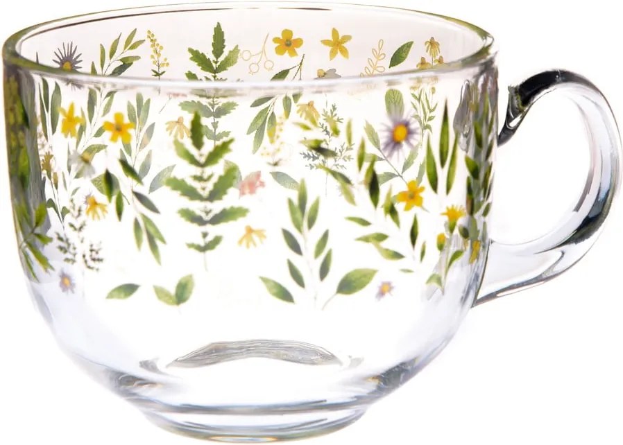 Zelený skleněný hrnek 500 ml Wildflowers – Dakls