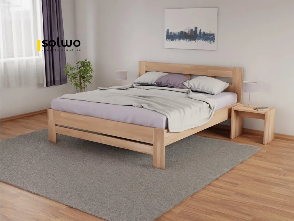 Masivní postel TAMARA - Solwo Design Dřevo a odstín oleje: DUB Cink - Olej odstín DO203, Rozměr spací plochy: 220x200