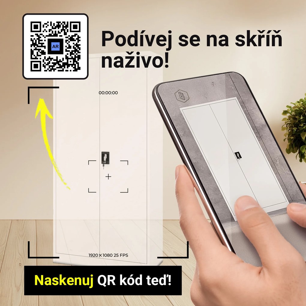 Kancelářská skříň na dokumenty se 4 policemi, bílá, 900x1850x400 mm: JAN