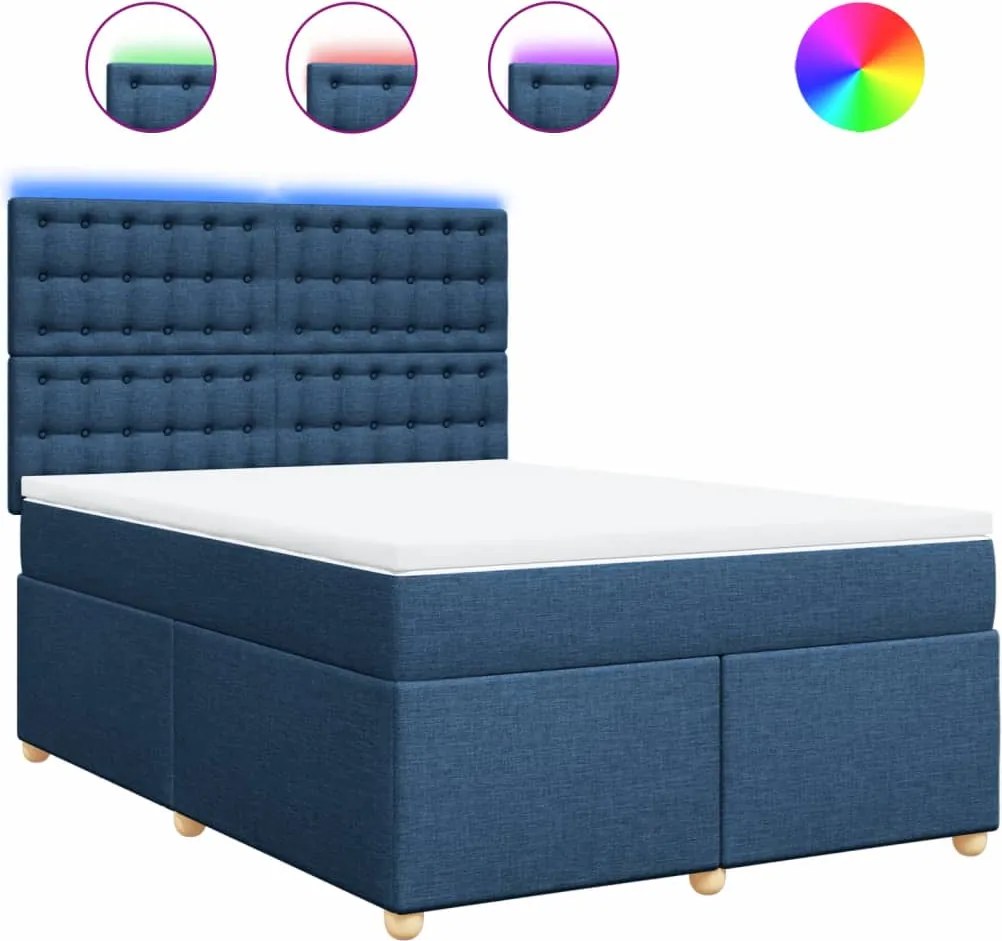 Box spring postel s matrací modrá 140x200 cm textil 3293623