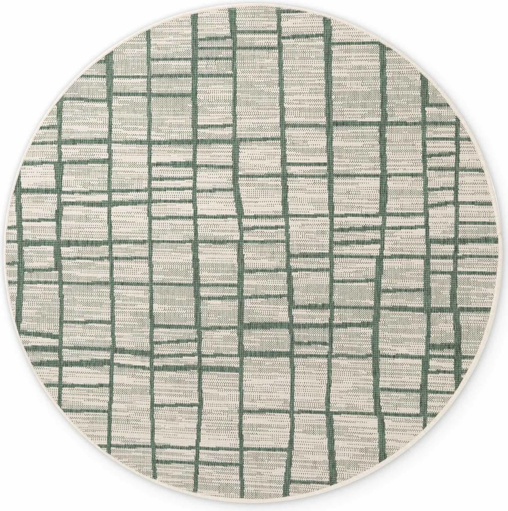 Ted Baker, Kusový koberec Ted Baker Haringey 106389 Green White kruh, 160x160, zelená, chodba / předsíň