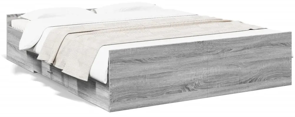Rám postele se zásuvkami šedý sonoma 150 x 200 cm kompozit - Default Title