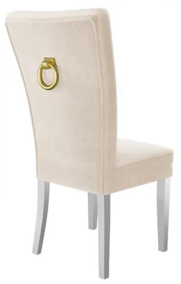 Čalouněná jídelní židle ST67 + klepadlo, Barva:: zlatý, Barva: bílý polomatný, Potah: Magic Velvet 2258