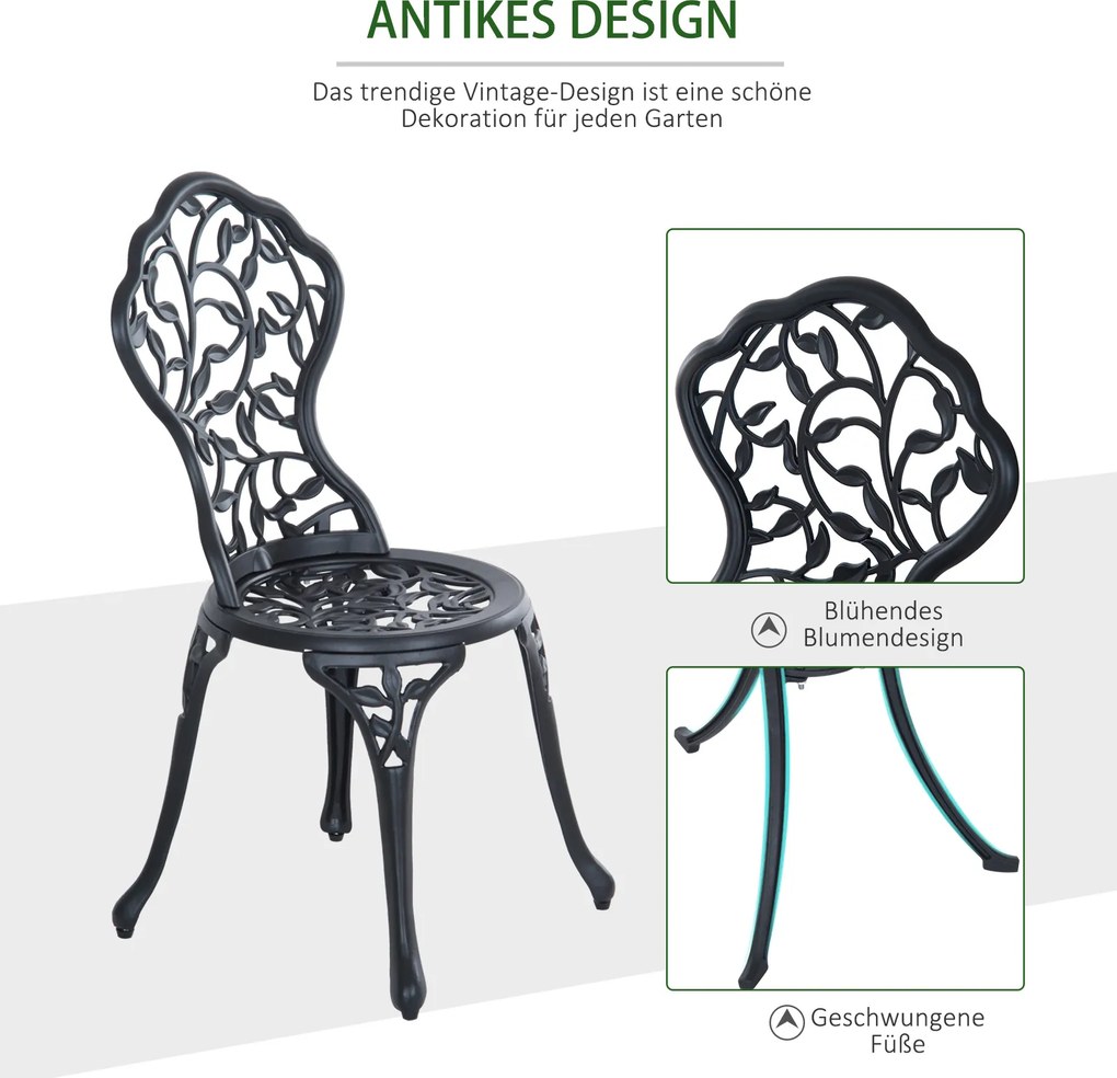 Outsunny Bistro set pro 2 osoby Balkonový nábytek set bistro stůl se 2 židlemi černý