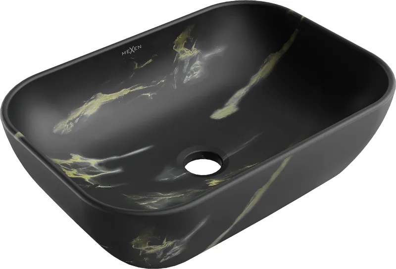 Mexen Rita, umyvadlo na desku 455x325x135 mm, černá-imitace černého kamene, 21084588