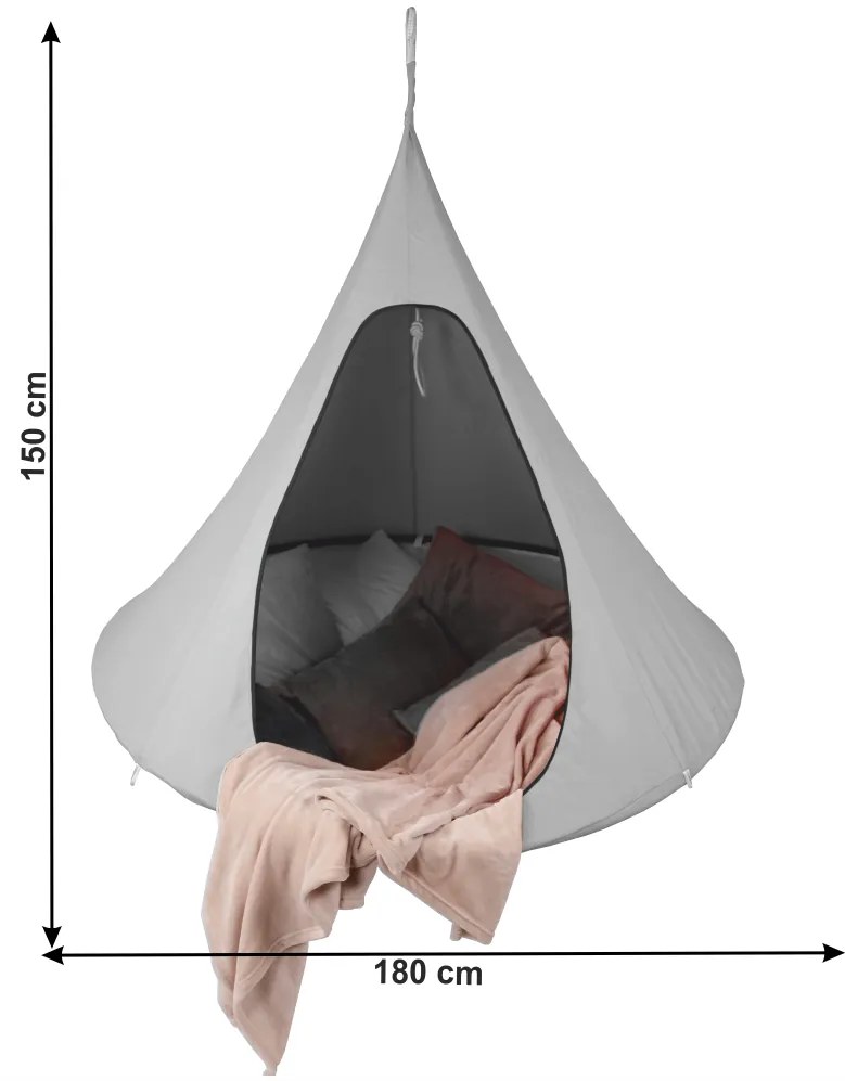 Závěsné houpací křeslo, světle šedá, KLORIN NEW BIG SIZE CACOON HAMMOCK