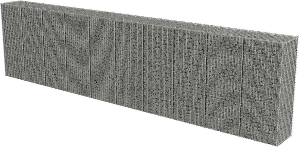 Gabionová zeď s víky z pozinkované oceli 600 x 50 x 150 cm 143582