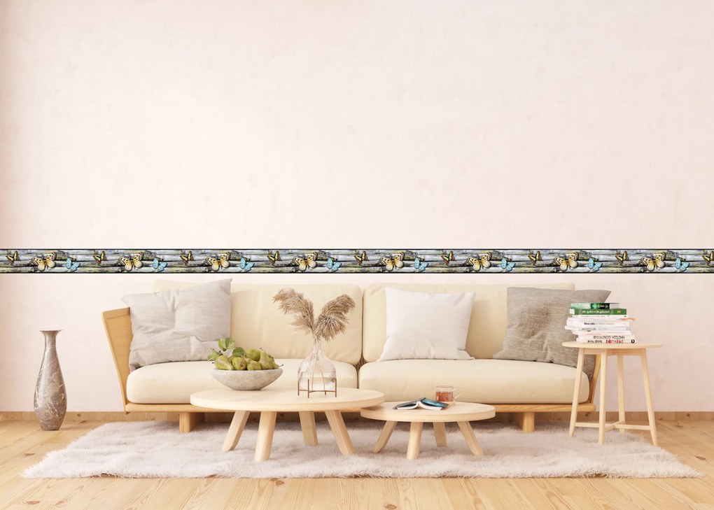 Samolepící bordura na zeď Motýli | 5 m x 13.8 cm | DWB8238