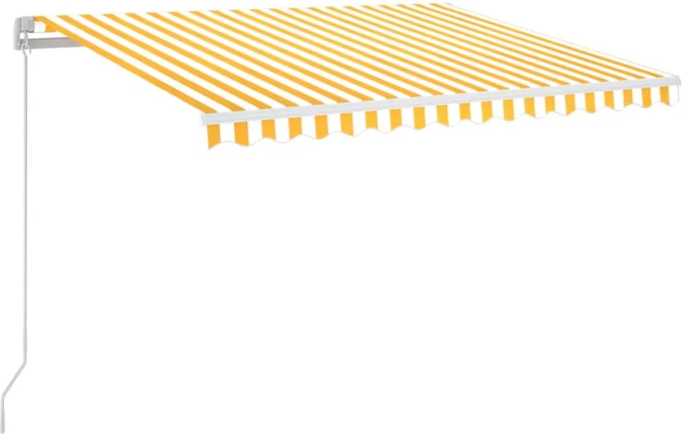 Ručně zatahovací markýza s LED světlem 350 x 250 cm žlutobílá 3068883
