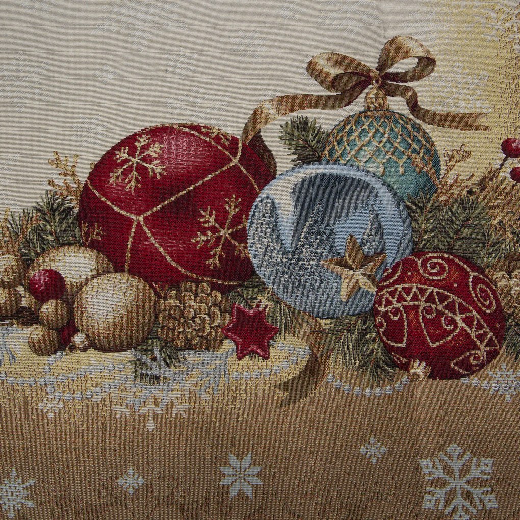 VÁNOČNÍ GOBELÍNOVÝ UBRUS NA STŮL MERRY2 100X100 CM VZOROVANÁ