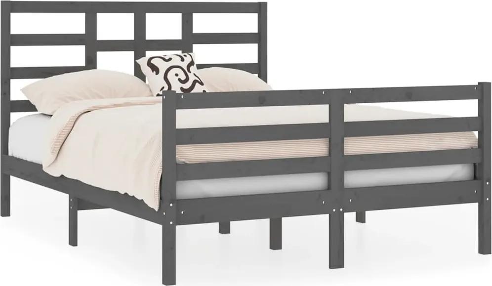 vidaXL Rám postele masivní dřevo 135 x 190 cm Double [3105837] Barva: Šedá
