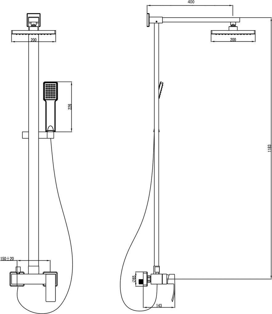 Sapho, GINKO sprchový sloup s baterií, chrom, 1101-43