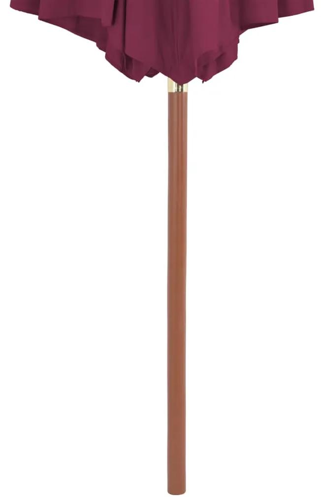 vidaXL Zahradní slunečník s dřevěnou tyčí 300 cm vínový