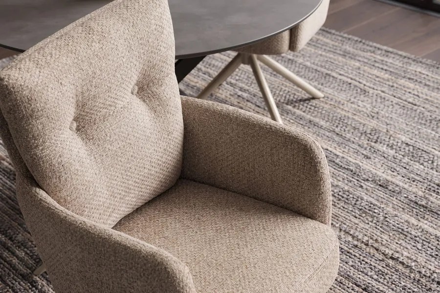 Designová otočná židle Maddison šampaňská béžová