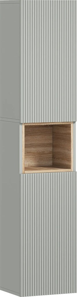 HOMCOM Koupelnová sloupová skříňka, úložný nábytek, 2 dveře, otevřená přihrádka a nastavitelné police, 30x24x140 cm, zelená