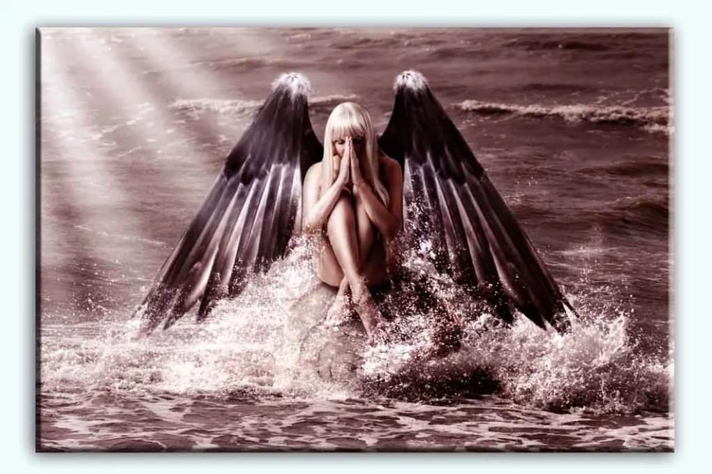 Malvis ® Obraz Modlitba andělům hnědý Velikost: 150x100 cm