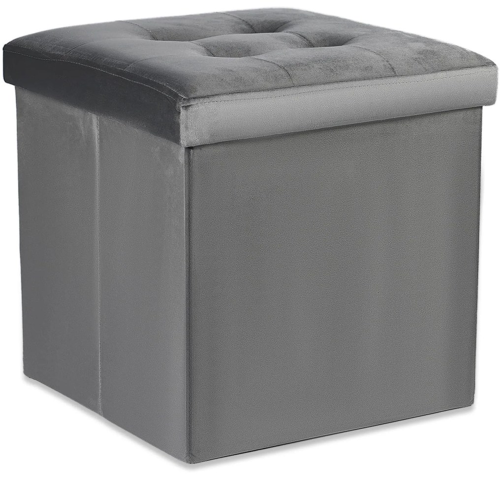 Šedý skládací taburet ZAREX VELVET L