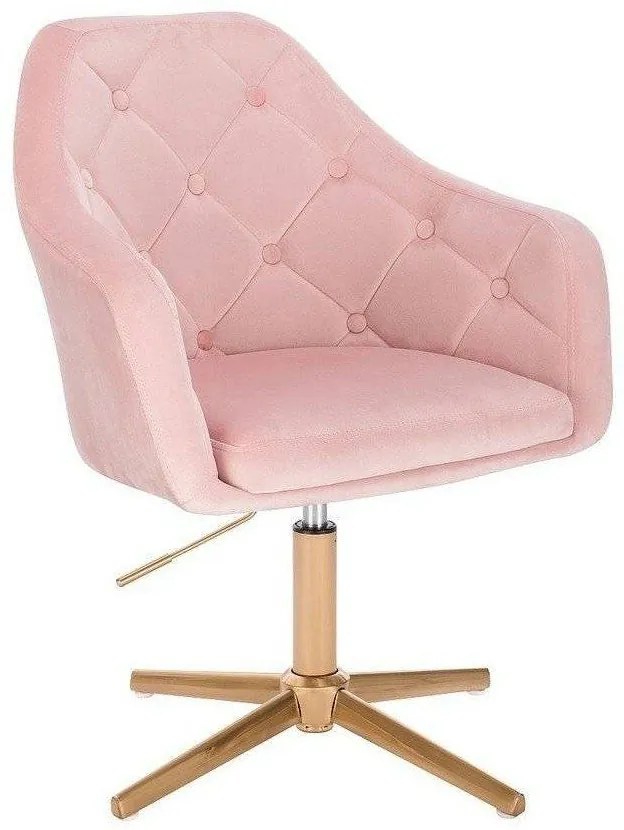 LuxuryForm DESIGN Otočné křeslo ANDORA VELUR na zlatém kříži - světle růžové