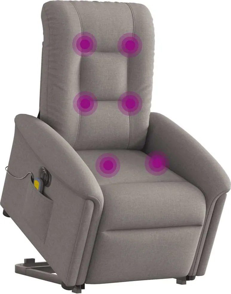 Elektrické zvedací masážní polohovací křeslo taupe textil 3303291