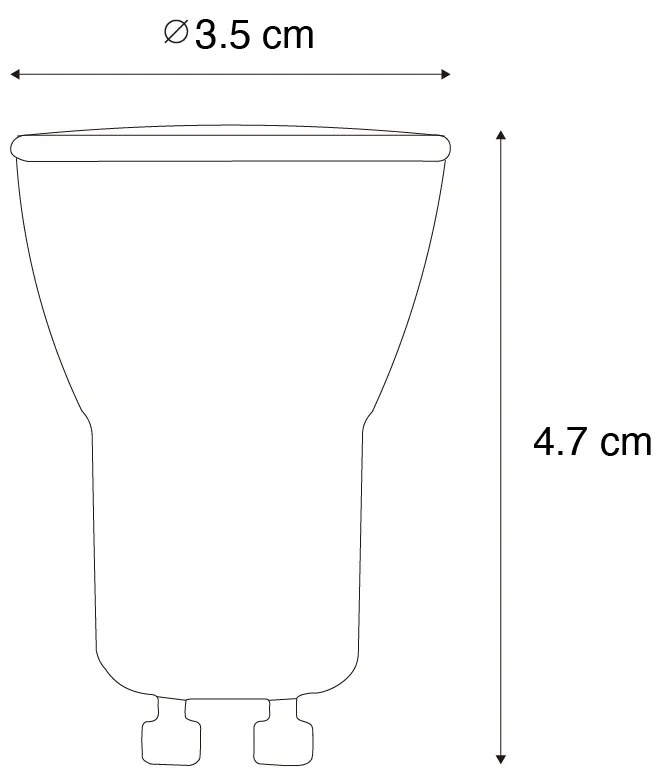 Sada 5 GU10 3-stupňových stmívatelných LED žárovek 35 mm 4W 220 lm 2700K