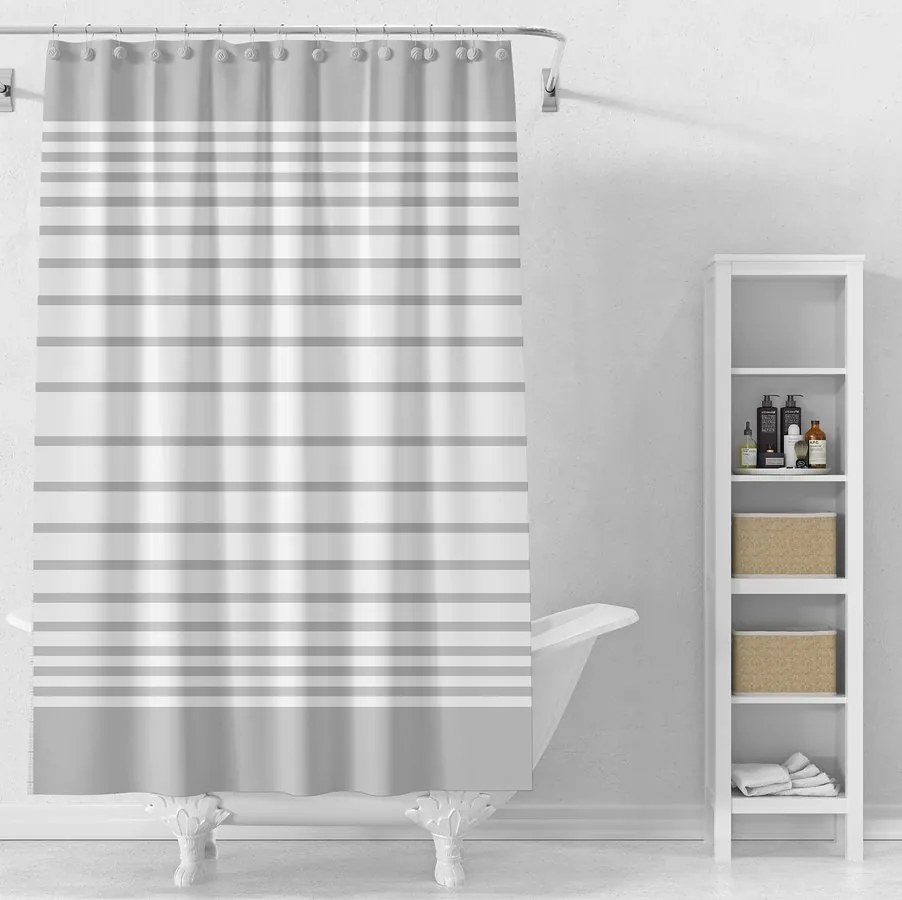 Aqualine Aqualine, Sprchový závěs 180x180cm, vinyl, bílá/modrá/černá, ZV033
