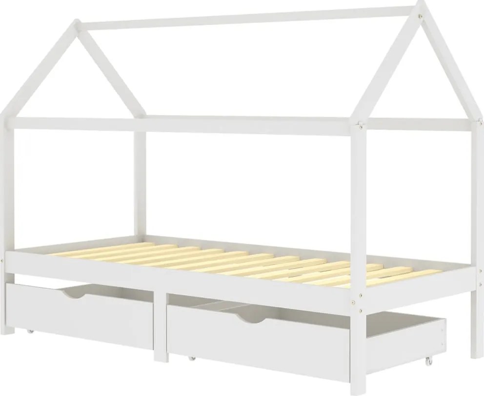 vidaXL Rám dětské postele se zásuvkami masivní borovice 90x200 cm [322141] Barva: Bílá