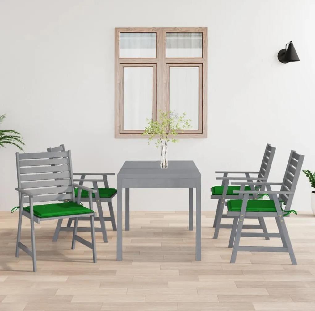 vidaXL Zahradní jídelní židle s poduškami 4 ks masivní akáciové dřevo [3078409] Barva: Zelená