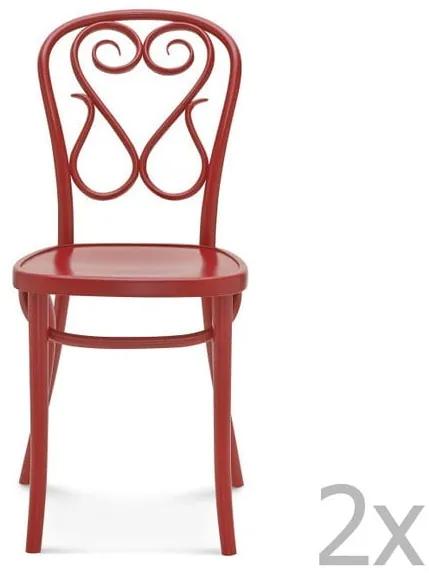 Sada 2 červených dřevěných židlí Fameg Jesper