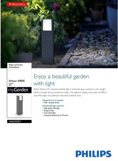PH 16462/93/P3 Arbour VENKOVNÍ SVÍTIDLO 16462/93/P3 - Philips (915005194002)